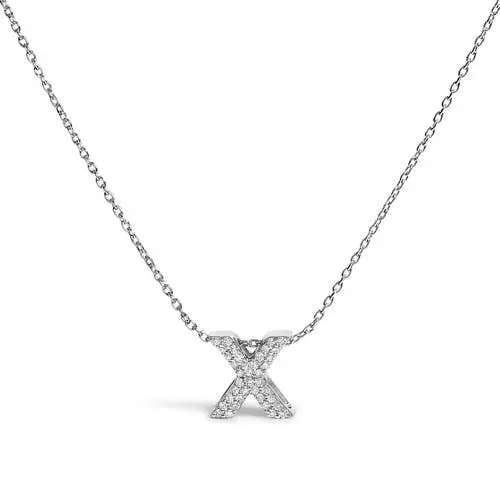 HAUS OF BRILLIANCE 10k Gold Diamond Accent Initial Pendant Necklace - White | X